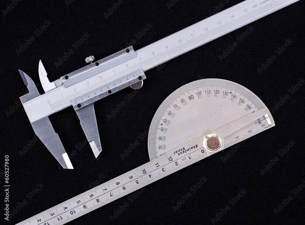Vernier calipers and protractor Stock Photo | Adobe Stock