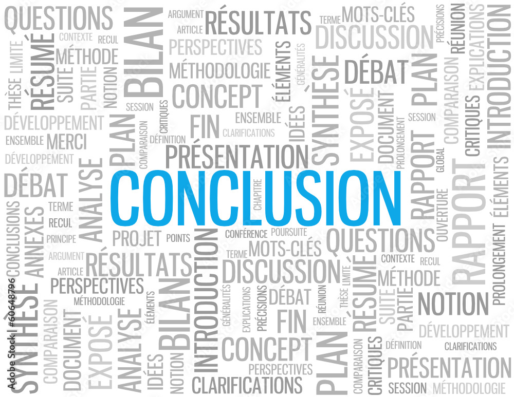 Diapositive "CONCLUSION" (présentation fin résultats merci) Stock ...