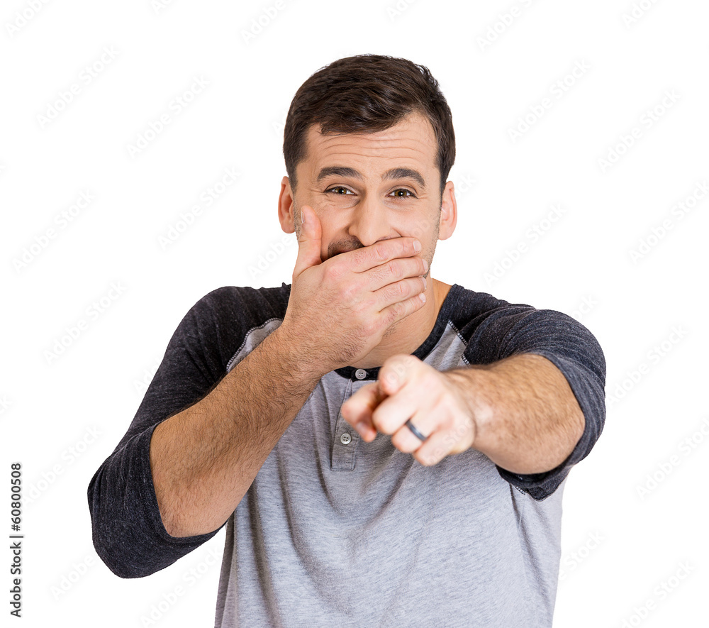 Happy laughing man pointing finger at you Stock Photo | Adobe Stock