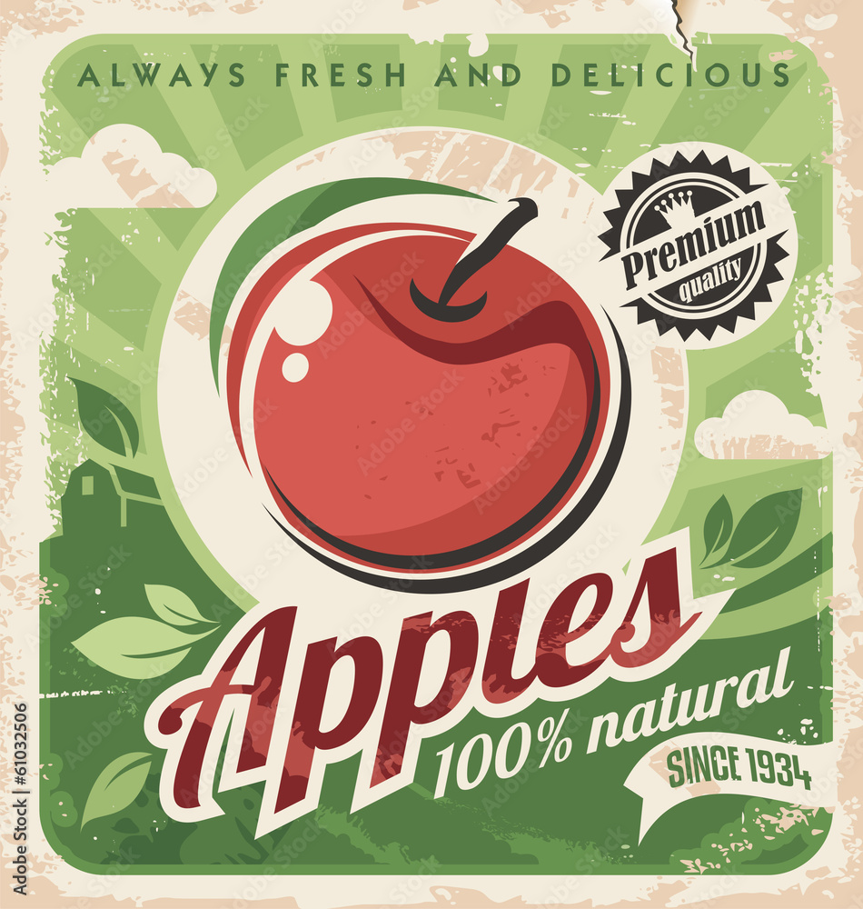 Vintage apple poster Stock Vector | Adobe Stock