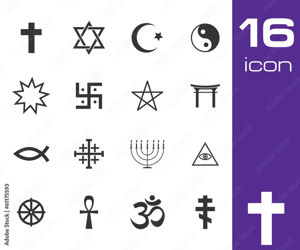 Vector black religious symbols set Stock Vector | Adobe Stock