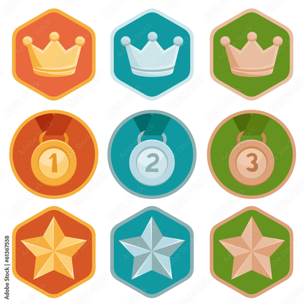 Vector achievement badges - gold, silver, bronze Stock Vector | Adobe Stock