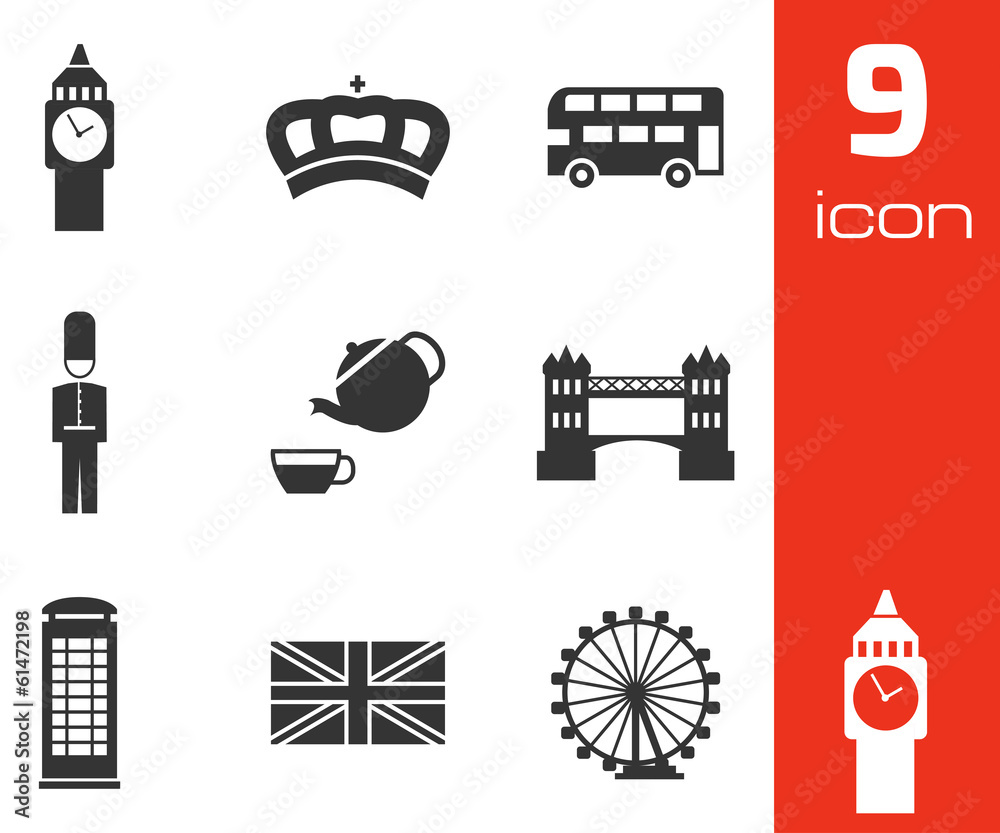 Vector black london icons set Stock Vector | Adobe Stock