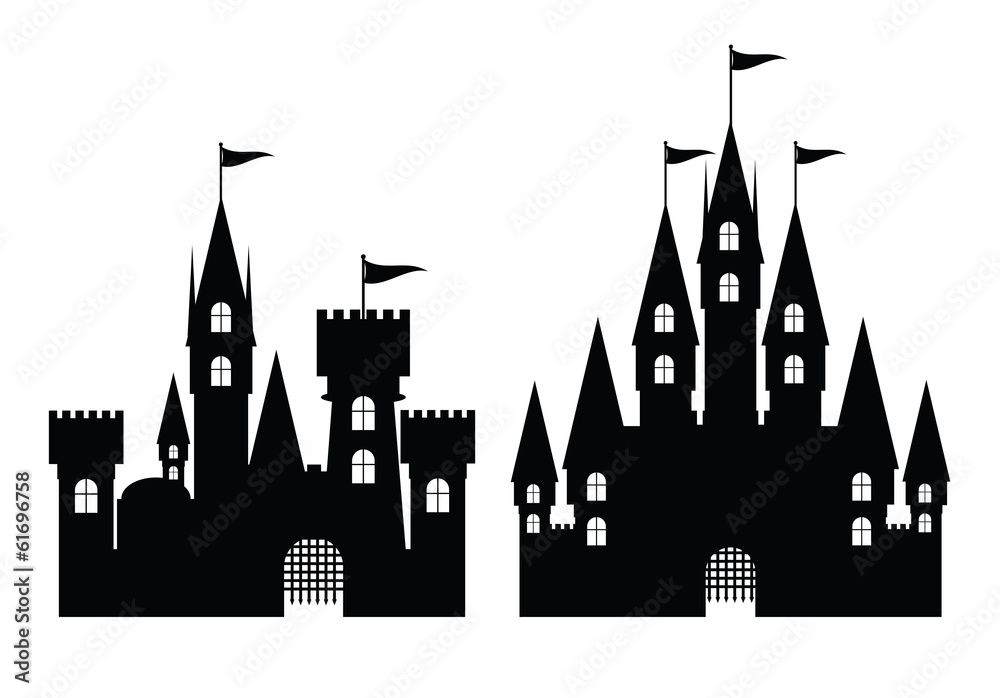 Collection of castle isolated on white, vector Stock Vector | Adobe Stock