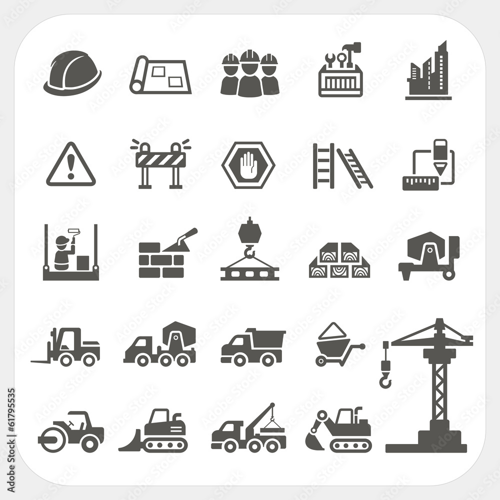 Construction icons set Stock Vector | Adobe Stock