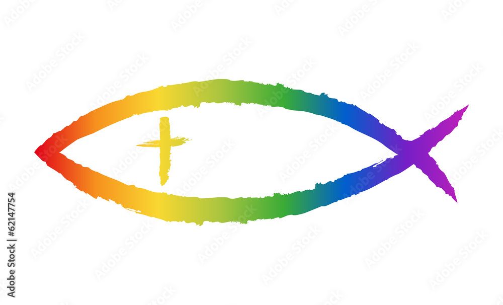 Stock-Vektorgrafik „Christliches Fisch-Symbol in Regenbogenfarben ...