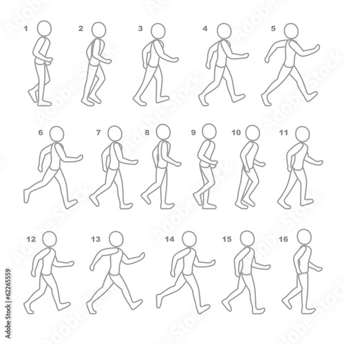 Phases of Step Movements Man in Walking Sequence for Game - Buy this ...
