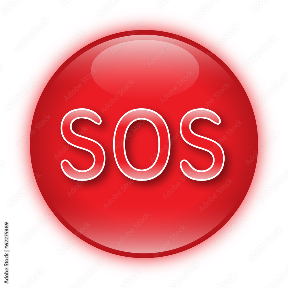 Roter Glänzender Button Mit Sos-symbol – Vektor - Stock - GamesAgeddon