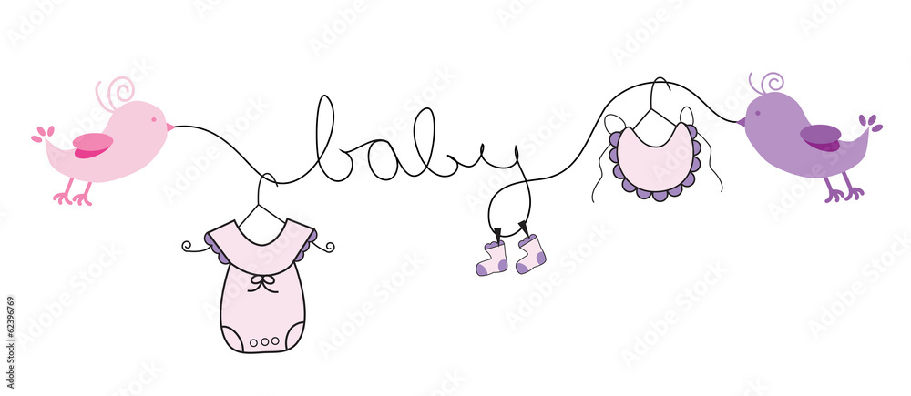 Baby Girl Clothes Line Stock Vector | Adobe Stock