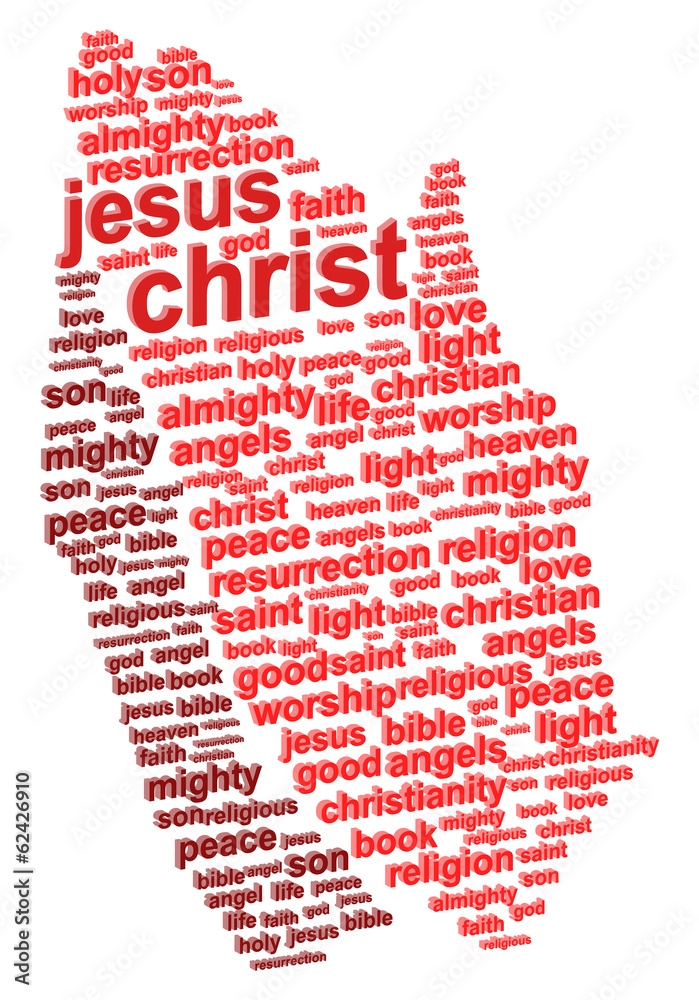 Jesus Christ Abstract Prayer Hands 3D Word Cloud Concept Vector Stock ...