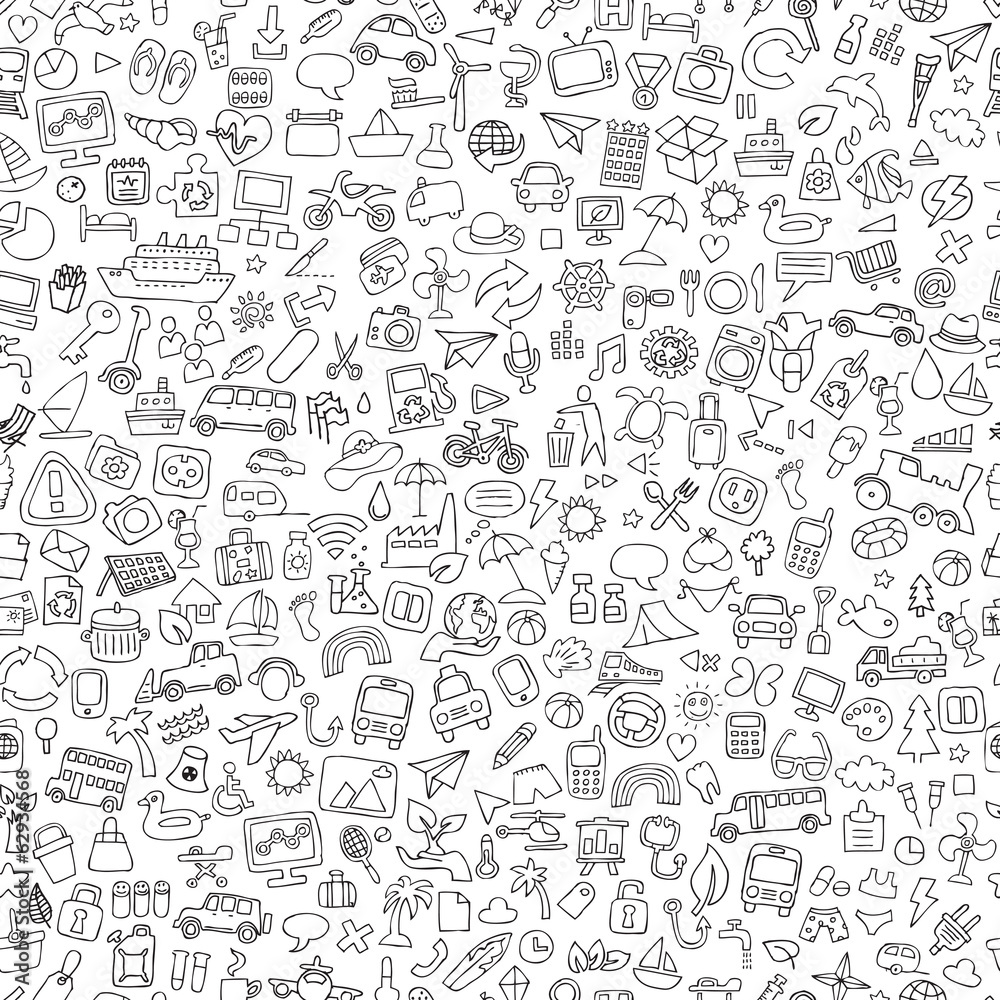 Symbols seamless pattern in black and white Stock Vector | Adobe Stock