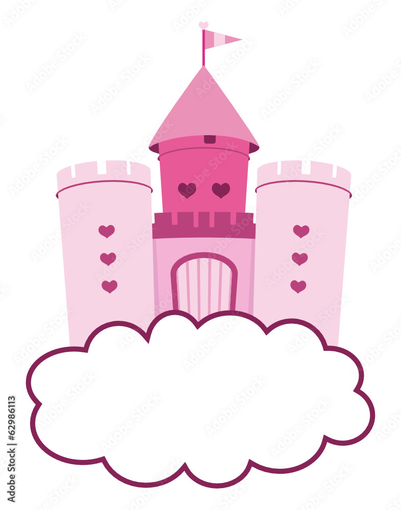 cute pink castle in clouds Stock Vector | Adobe Stock