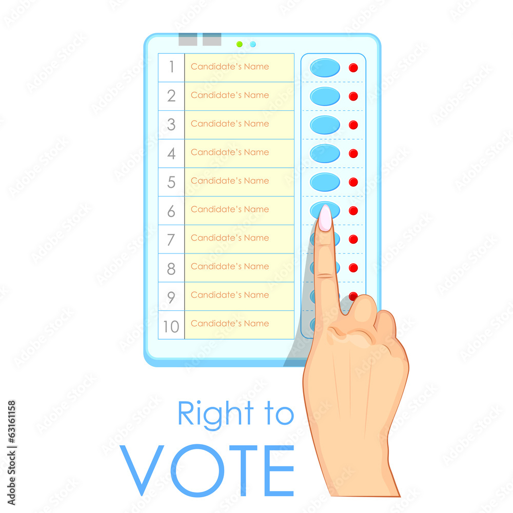 Hand pressing Electronic Voting Machine Stock Vector | Adobe Stock