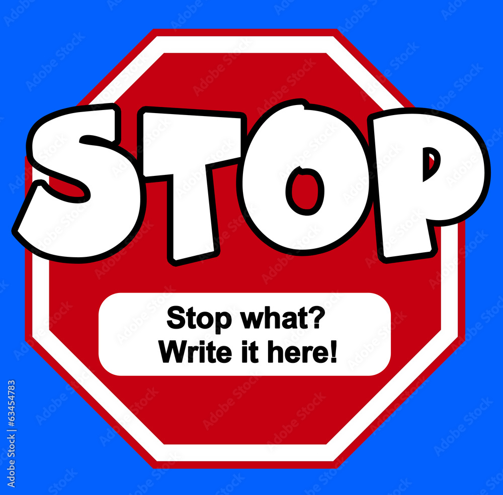 Cartoon stylel Stop sign with copy space Stock Illustration | Adobe Stock