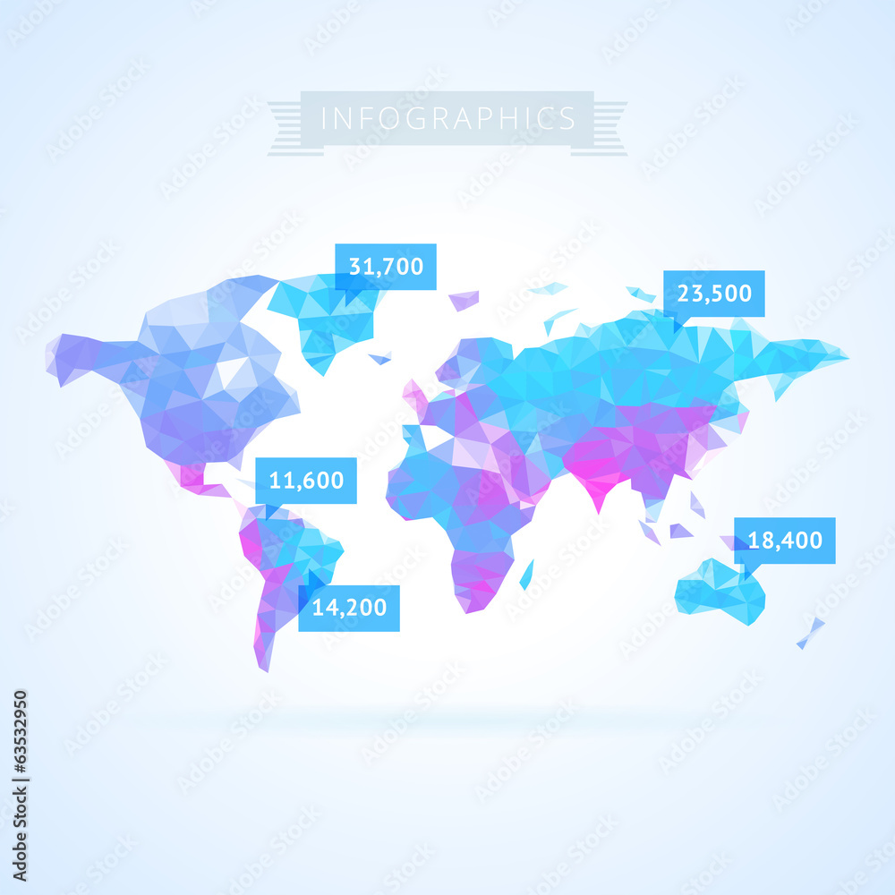 World map with infographics elements Stock Vector | Adobe Stock