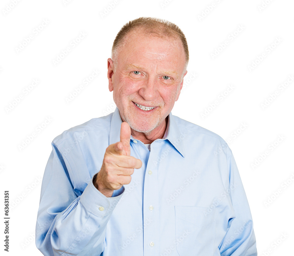 old man pointing