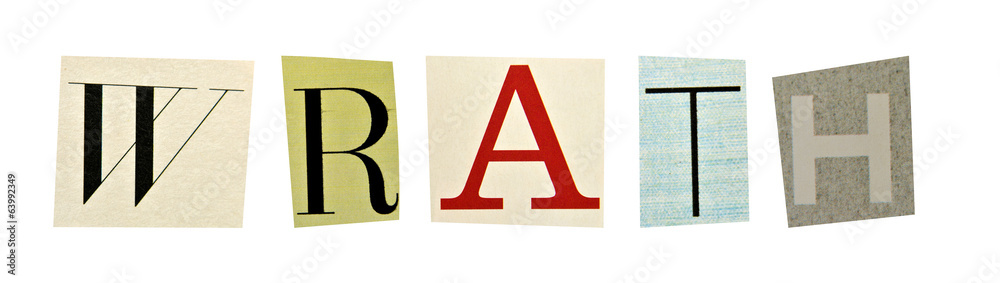 Wrath formed with magazine letters on a white background Stock Photo ...