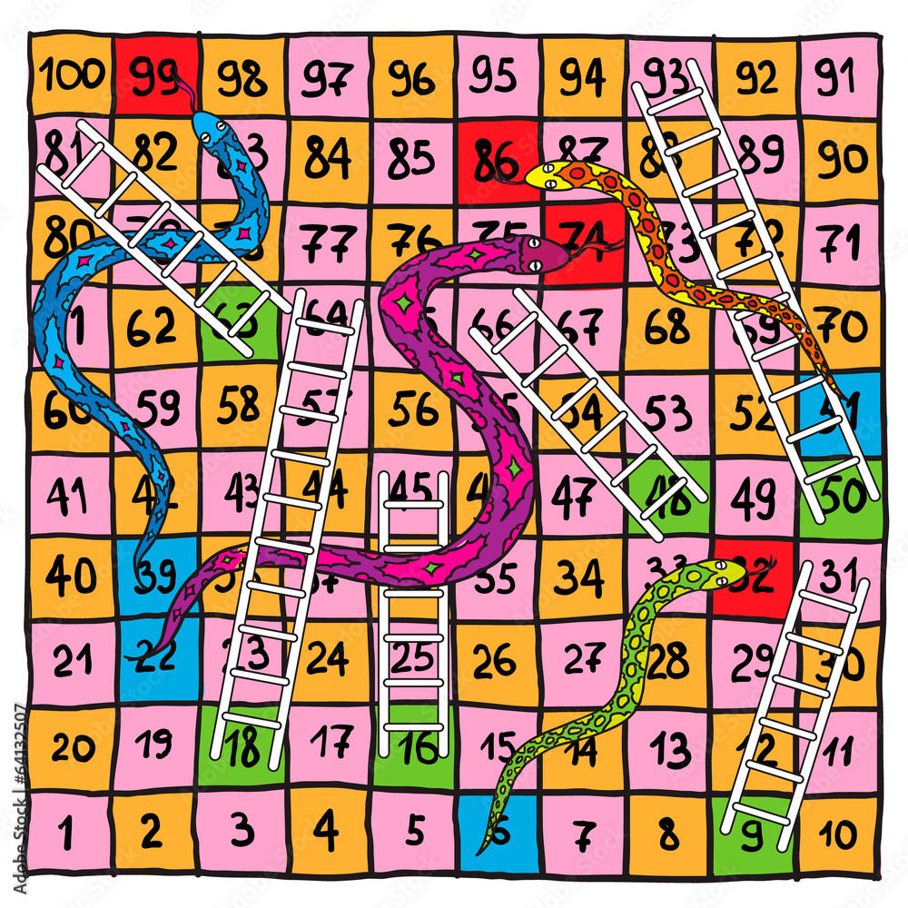 Snakes and Ladders Board Game Stock Vector | Adobe Stock