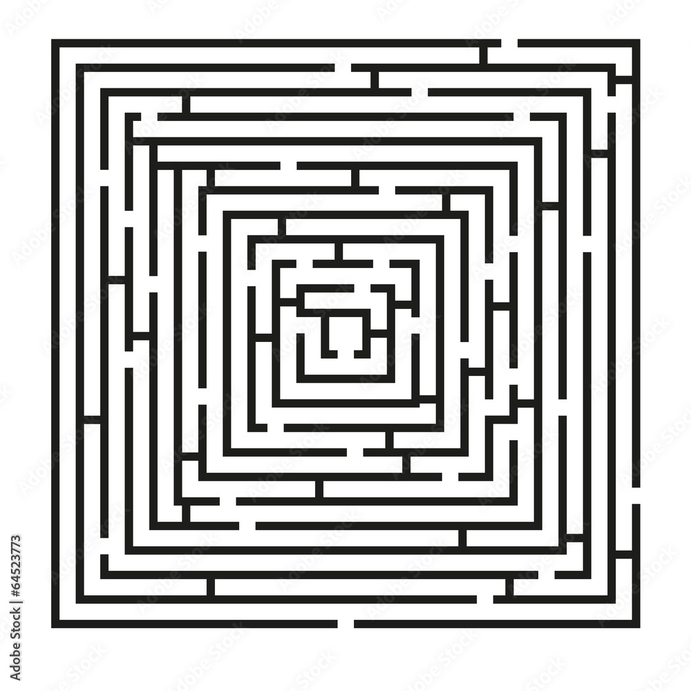 Square labyrinth puzzle solution in eps hidden layer Stock Vector Adobe Stock