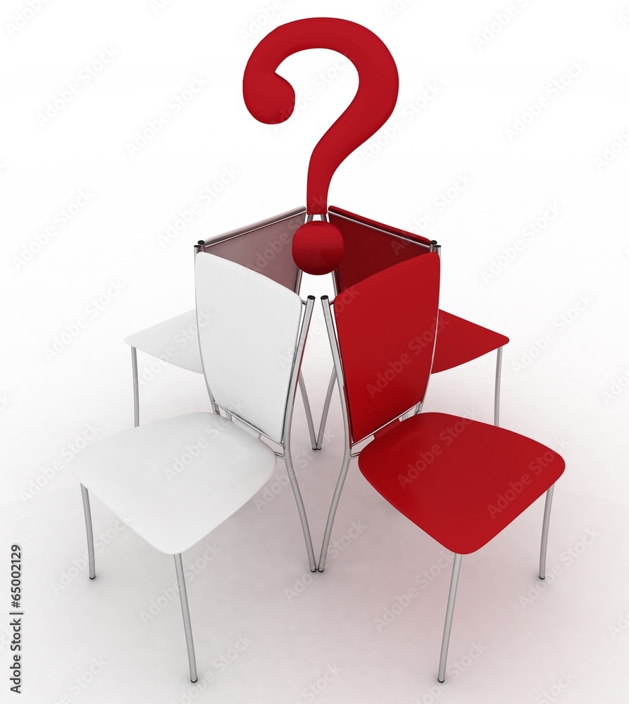 Office chairs and question-mark. 3d illustration Stock Illustration ...