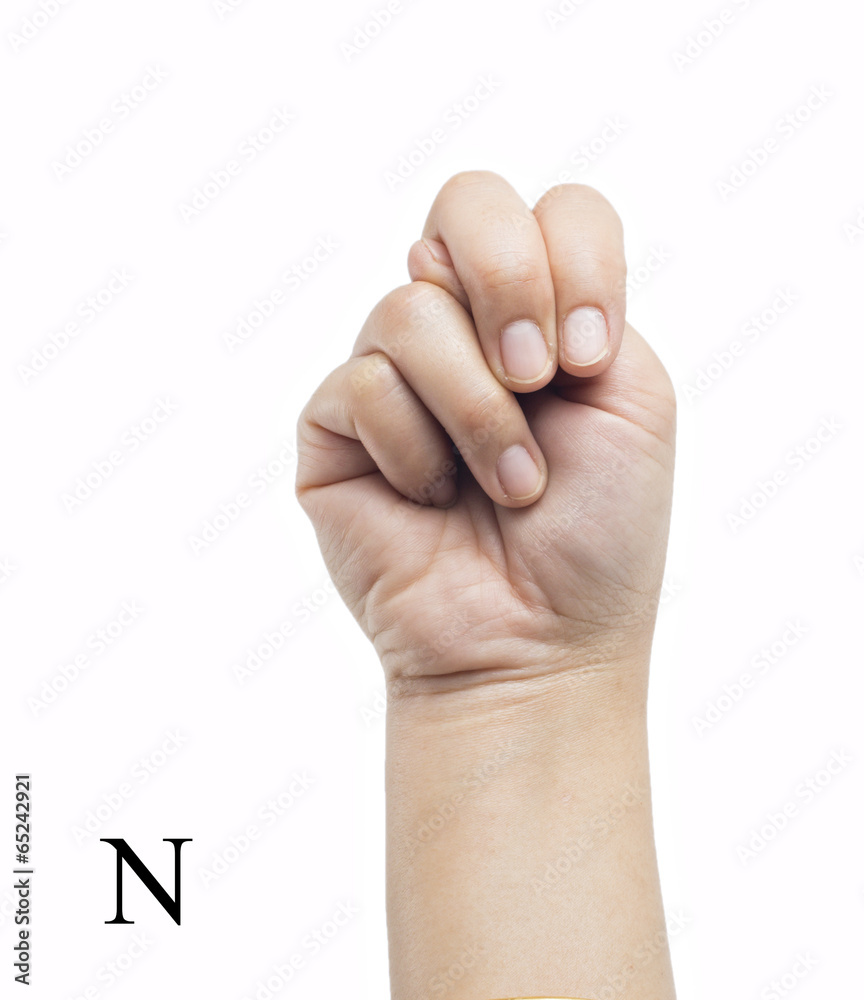 Hand sign language alphabet isolated on white Stock Photo | Adobe Stock