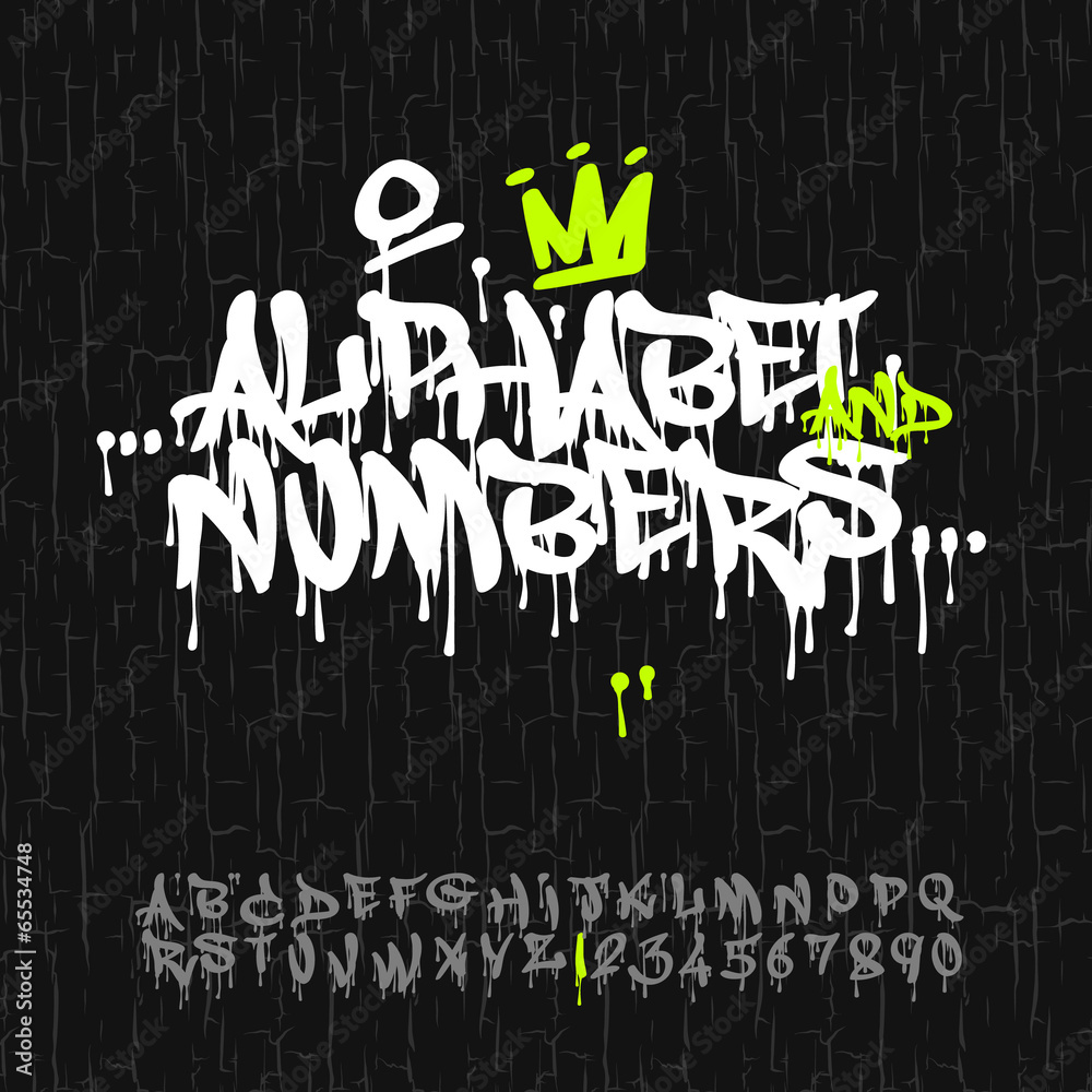 Graffiti alphabet and numbers Stock Vector | Adobe Stock