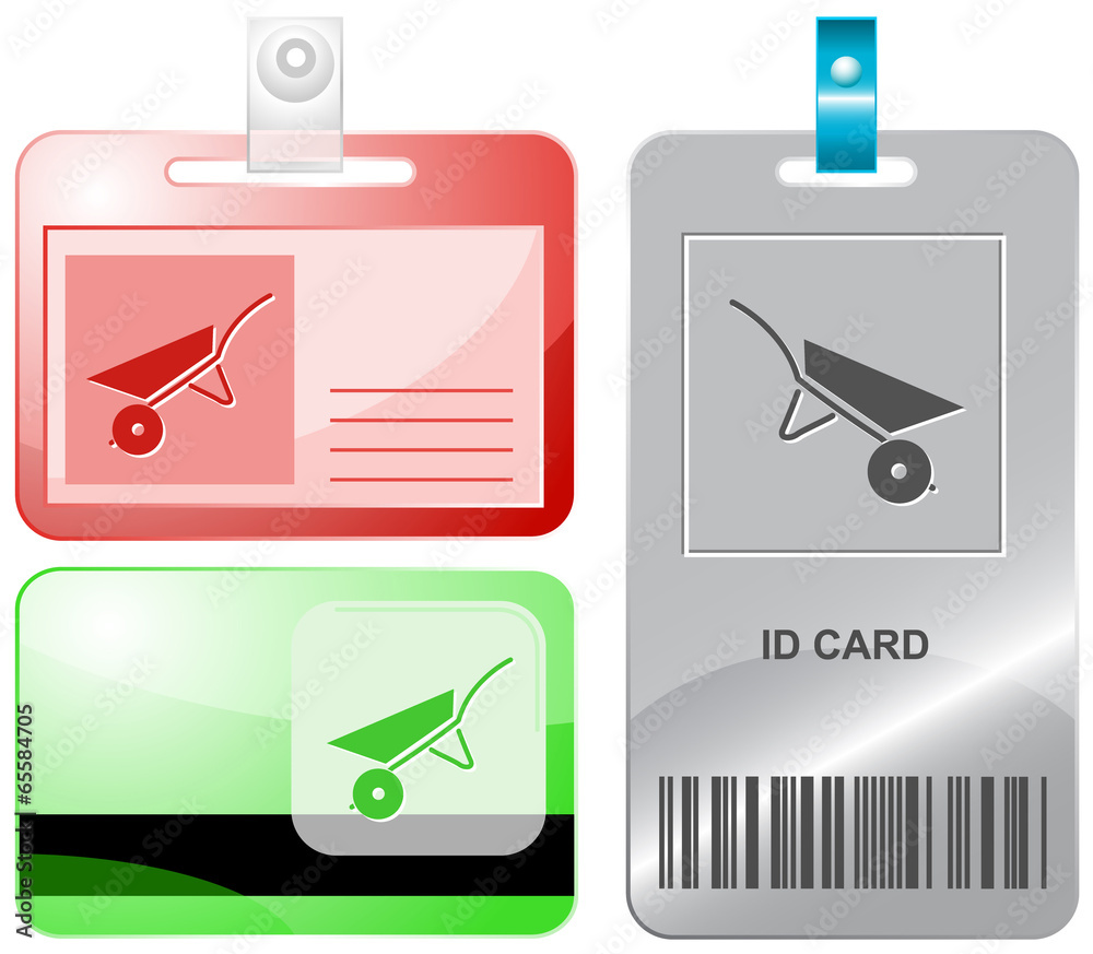 Wheelbarrow. Vector id cards. Stock Vector | Adobe Stock