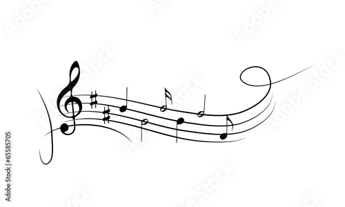 Musical symbols on the wavy lines Stock Vector | Adobe Stock