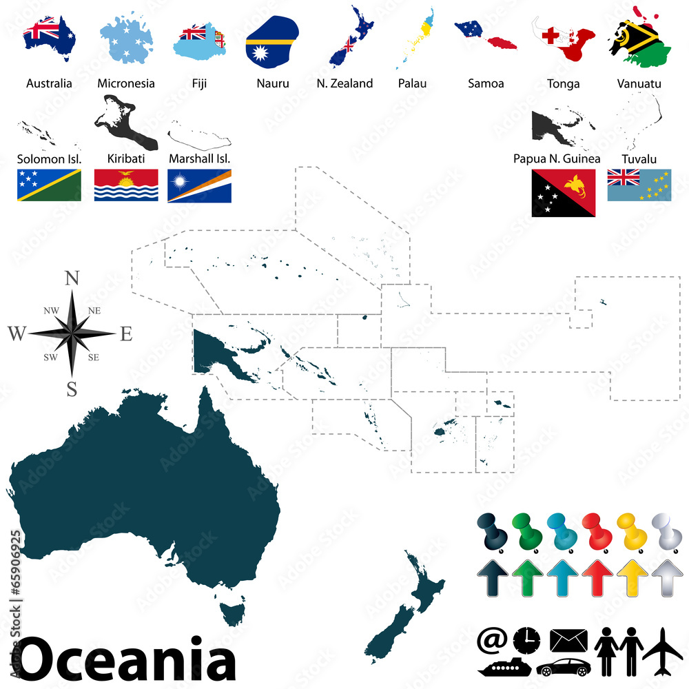 Political map of Oceania Stock Vector | Adobe Stock