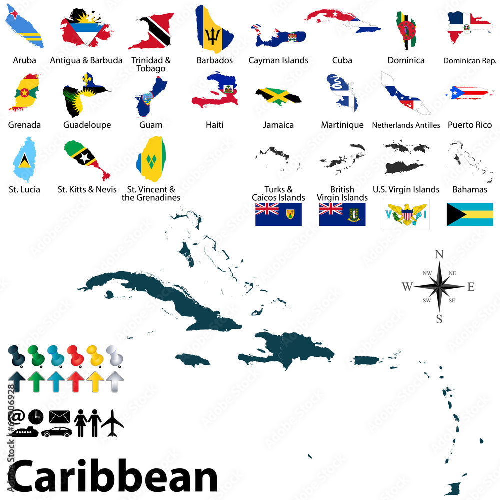 Political map of Caribbean Stock Vector | Adobe Stock