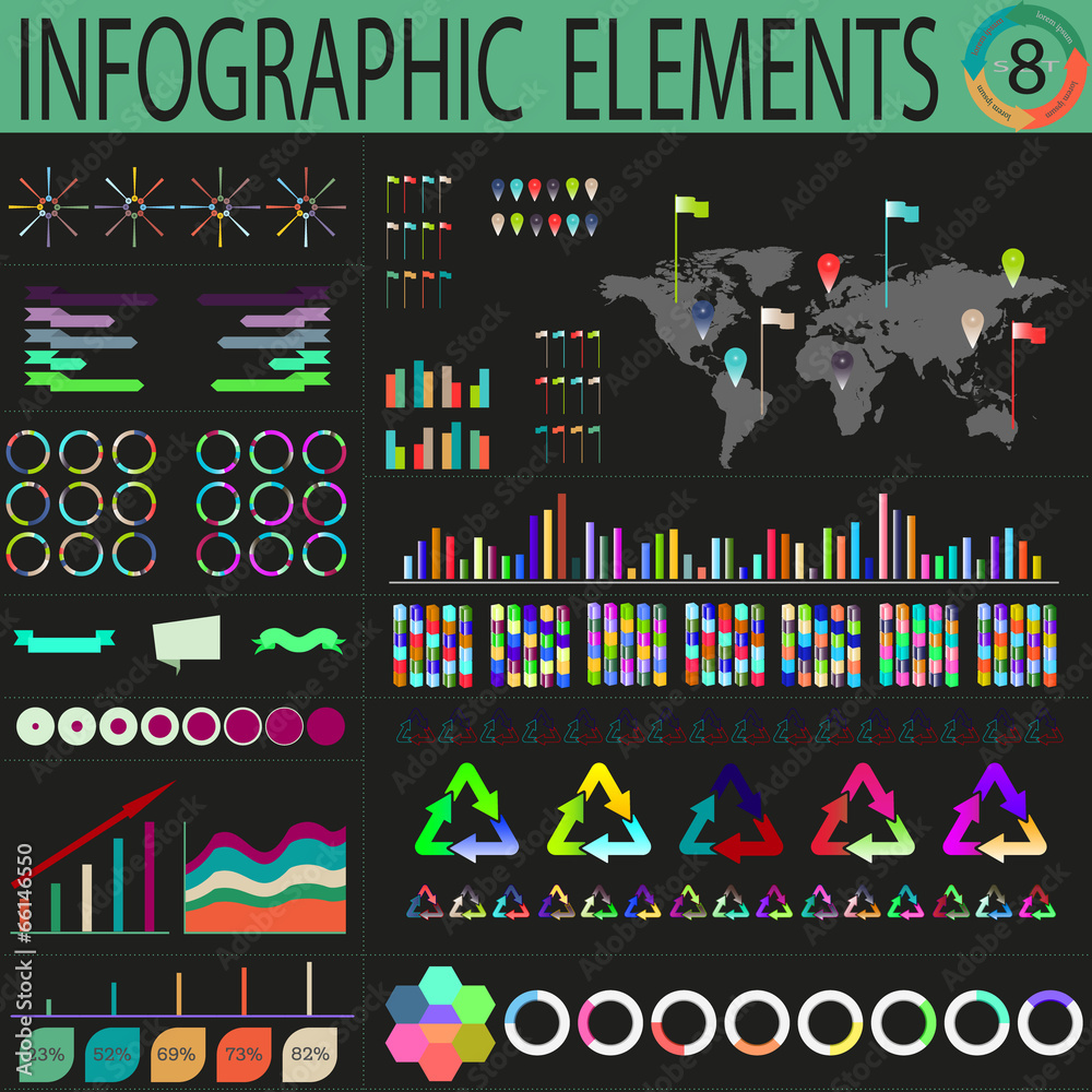 Varicoloured dark world infographics with diagram. infographic Stock ...
