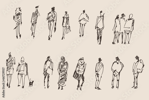 people sketch, vector Illustration, hand drawing Stock Vector | Adobe Stock