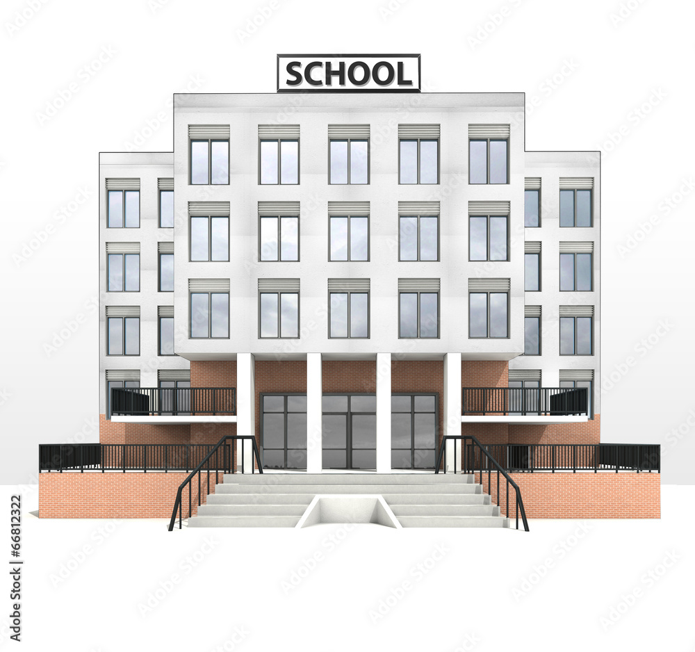modern school building design front facade view Stock Illustration ...