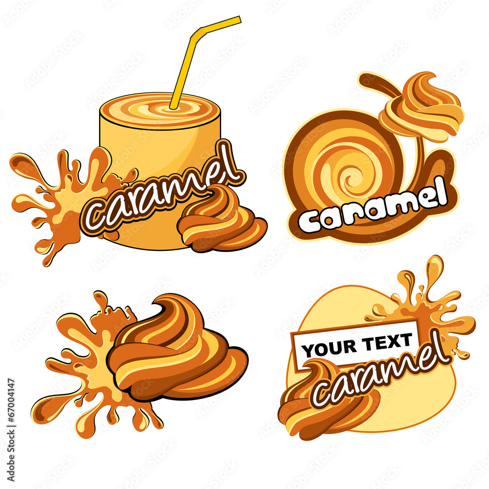 Caramel labels design. Stock Vector | Adobe Stock