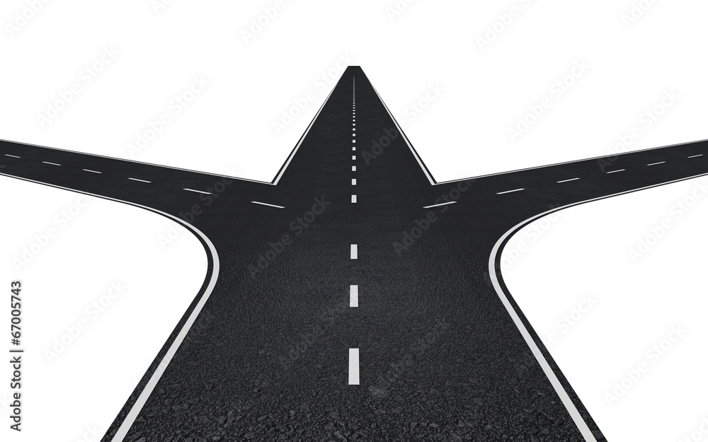 Road with three ways Stock Illustration | Adobe Stock