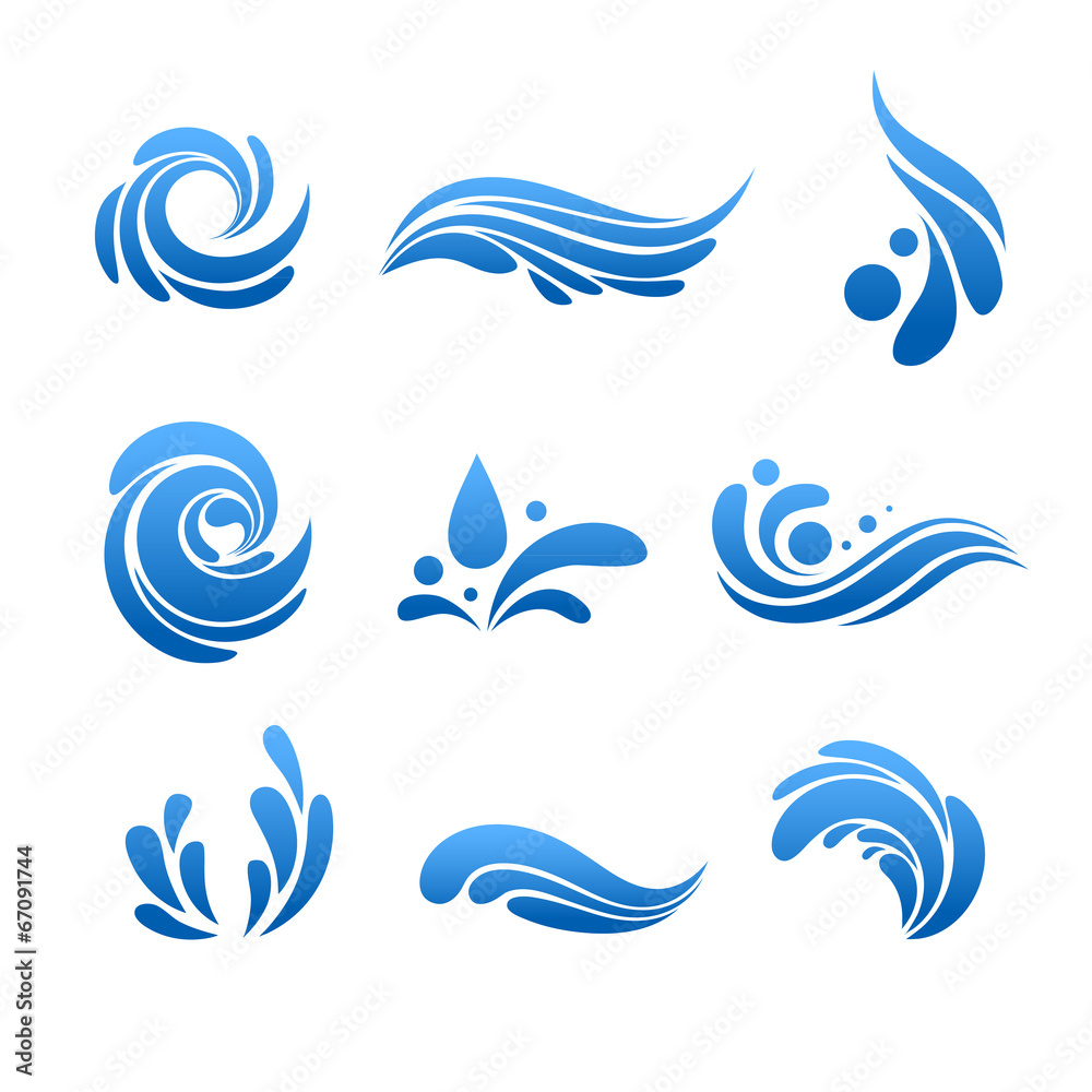 Water drop and splash icon vector set Stock Vector | Adobe Stock