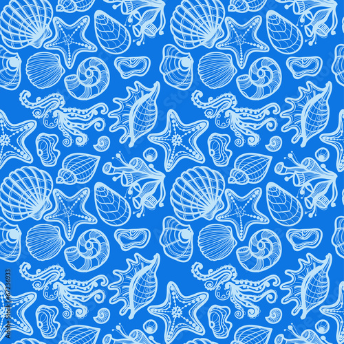 Blue sea shells seamless background - Buy this stock vector and explore ...