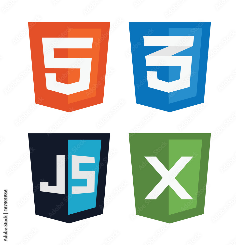 vector illustration of web shields, illustrating html5 icon, css Stock ...