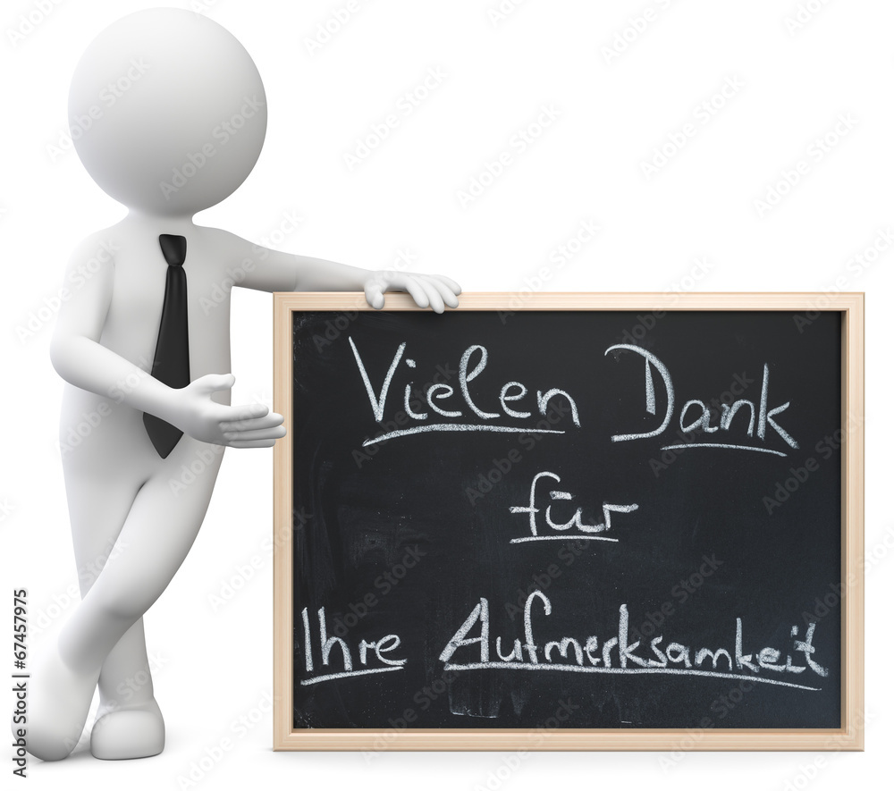 3d Männchen mit Tafel Vielen Dank Stock Illustration | Adobe Stock