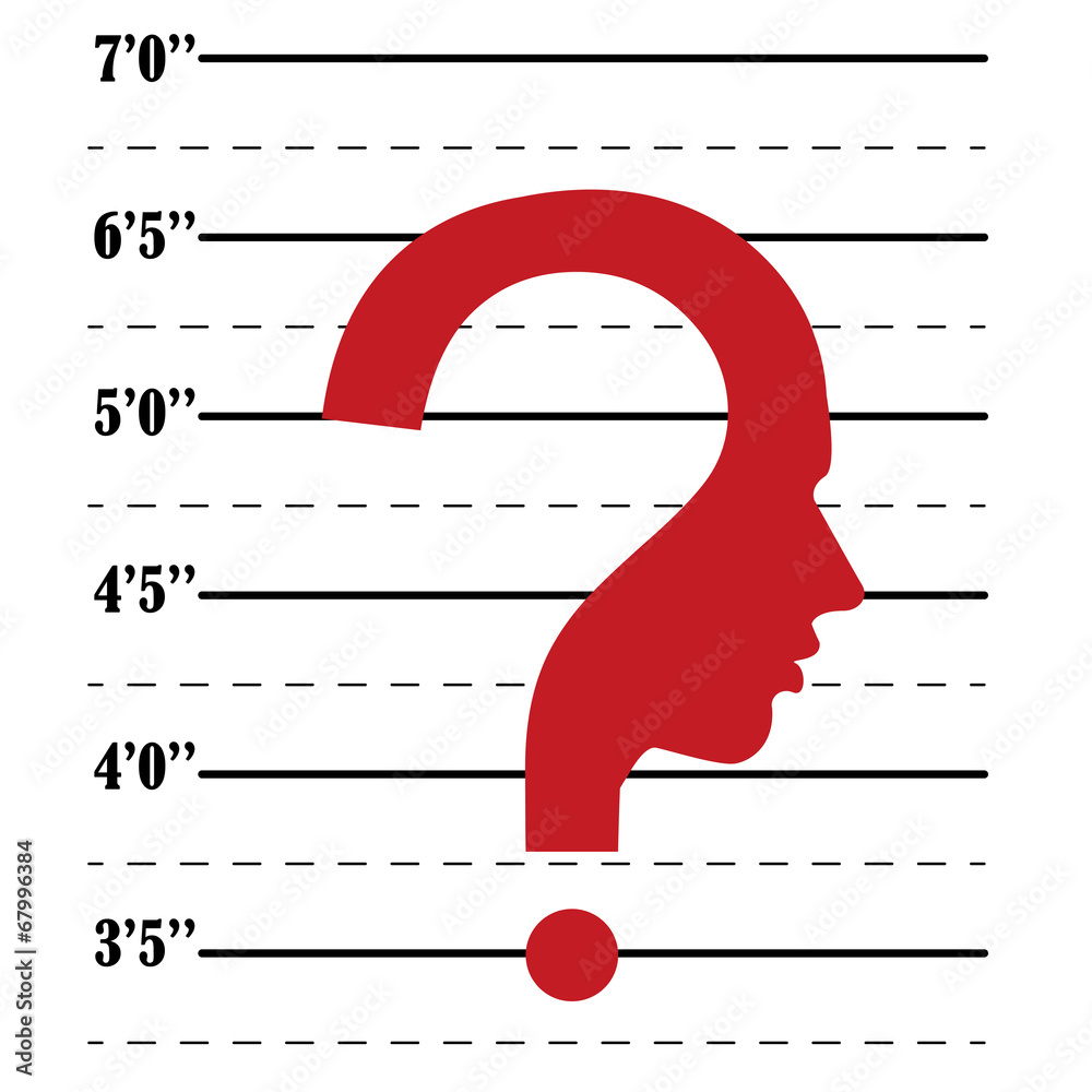 Mugshot question mark human head symbol, vector Stock Vector | Adobe Stock