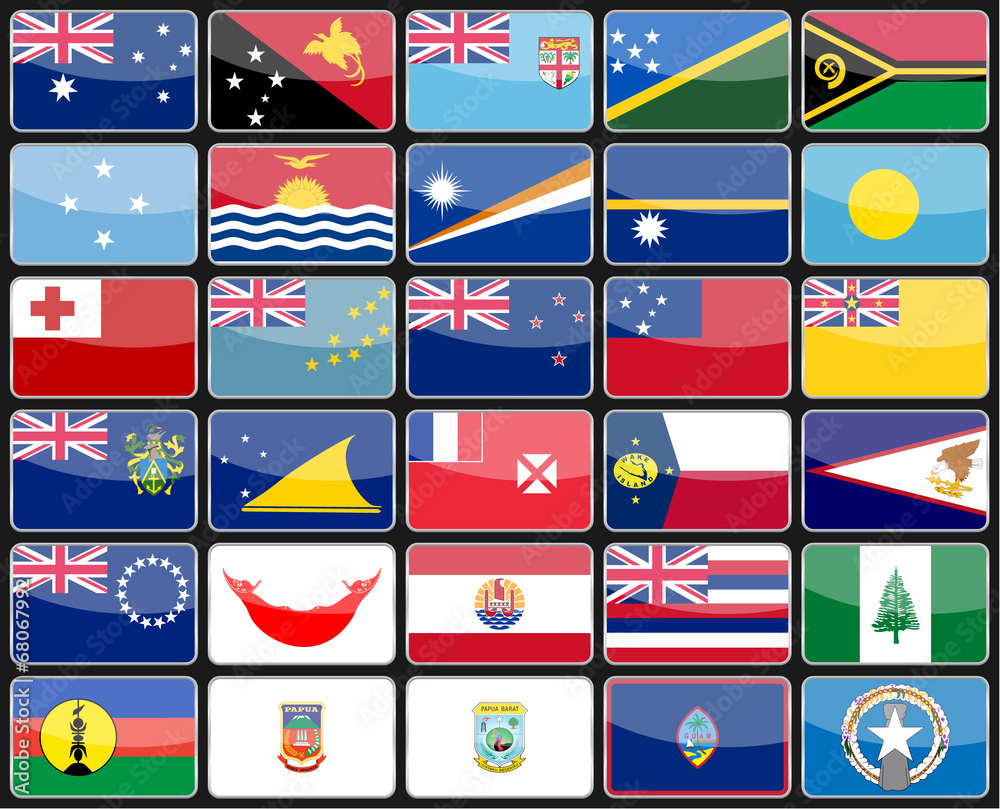 flags of the countries of Australia and Oceania Stock Vector | Adobe Stock