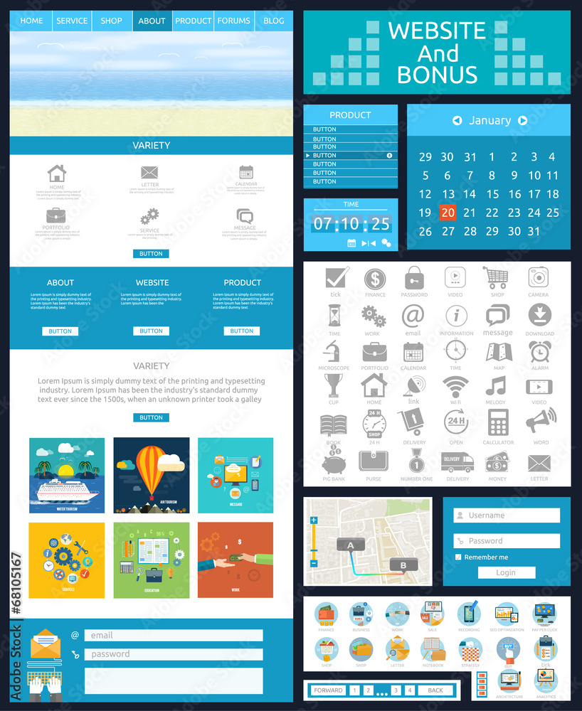 Website page template. Web design の Stock ベクター | Adobe Stock