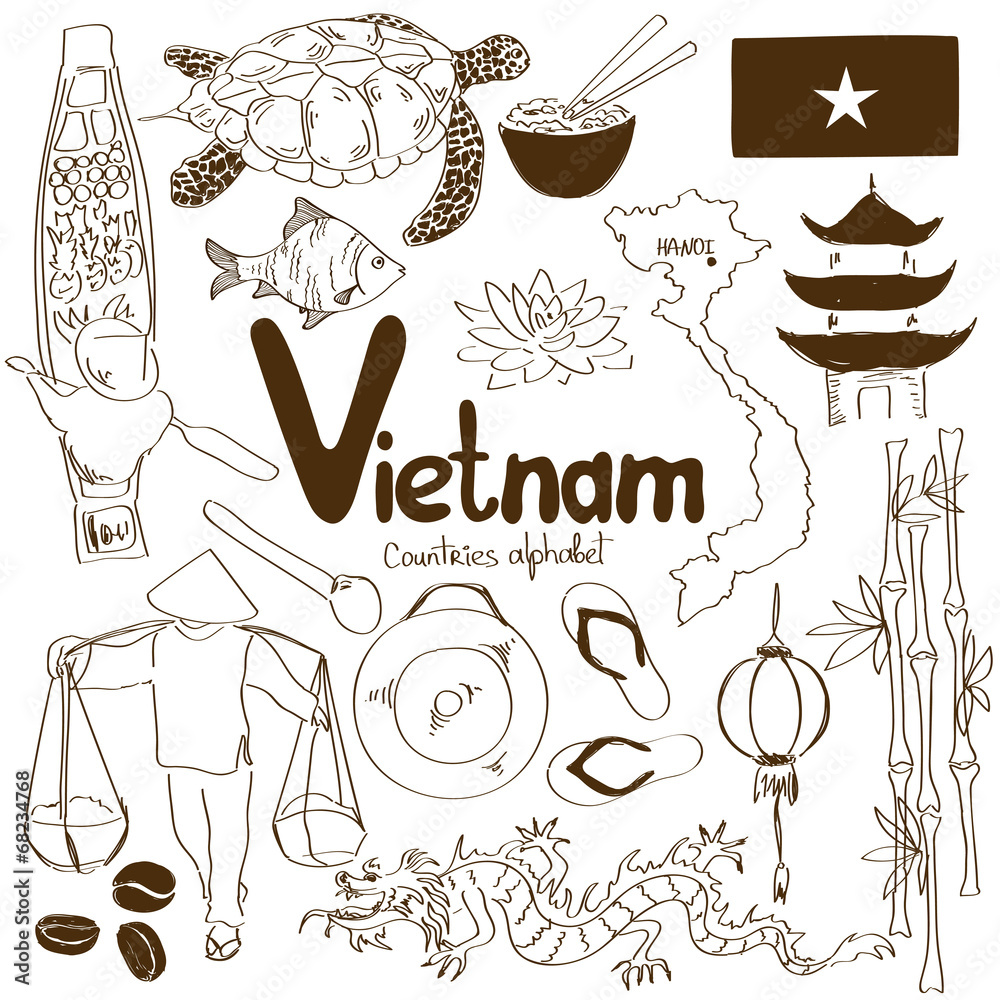 Collection of Vietnamese icons Stock Vector | Adobe Stock
