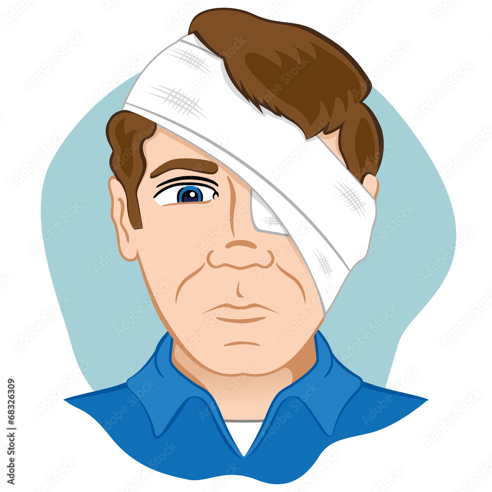 First aid dressing bandages with bandage on head and eye 素材庫向量圖 | Adobe ...