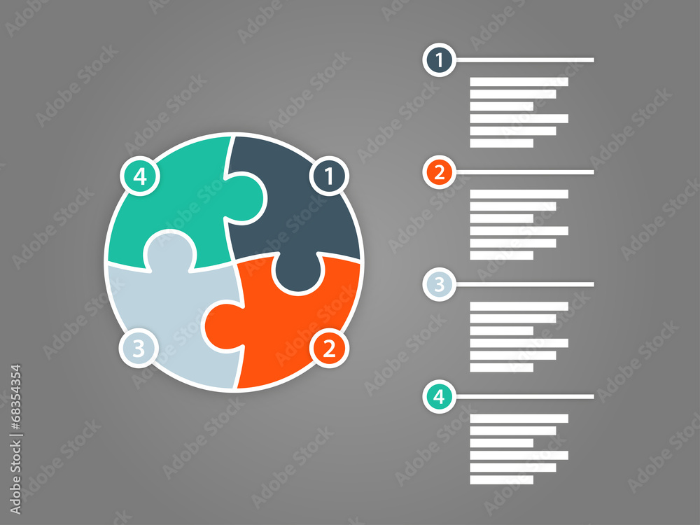 Four sided round puzzle presentation infographic diagram Stock Vector ...