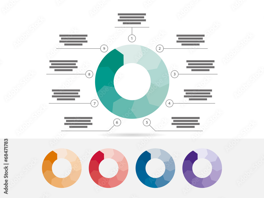 Nine sided presentation infographic diagram chart vector Stock Vector ...