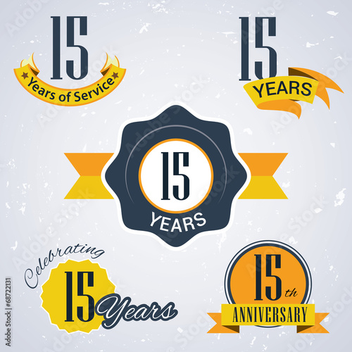 Retro vector stamp celebrating, 15 years of service,Anniversary Stock ...