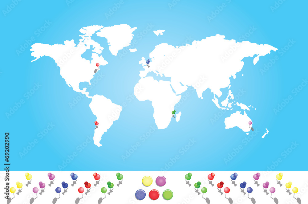 Illustrated map of the world with all continents Stock Illustration ...