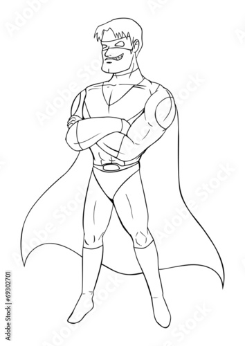 Outline illustration of a superhero Stock Vector | Adobe Stock
