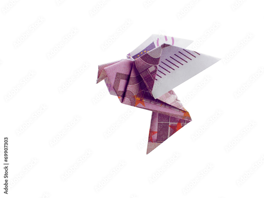 origami birds from 500 euro banknotes Stock Photo | Adobe Stock